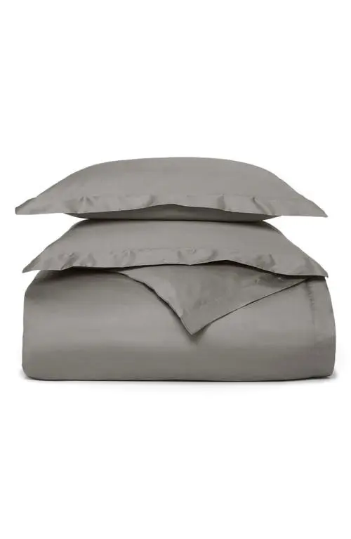 BOLL & BRANCH Percale Hemmed 300 Thread Count Duvet Cover & Shams Set - Stone