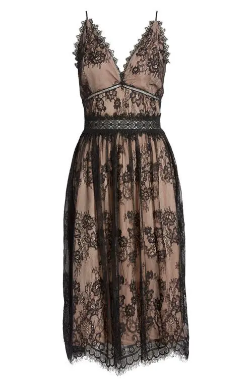 Chelsea28 Lace Overlay Midi Dress