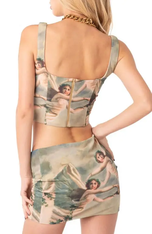 EDIKTED Halo Angel Print Square Neck Corset