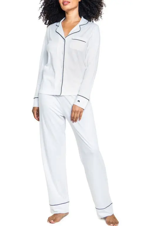 PETITE PLUME Luxe Pima Cotton Pajamas - White