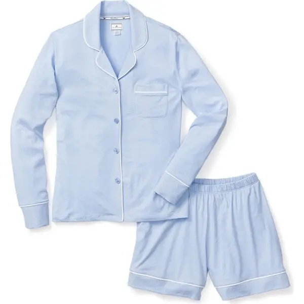 PETITE PLUME Luxe Pima Cotton Short Pajamas - Periwinkle
