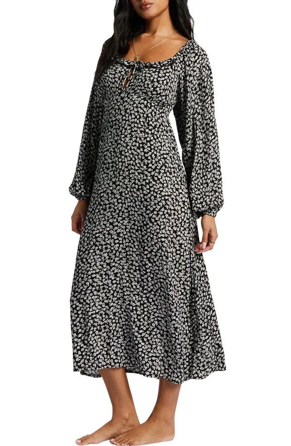 billabong black floral dress Billabong Sweetest Dream Dress-Black Pebble main image 1