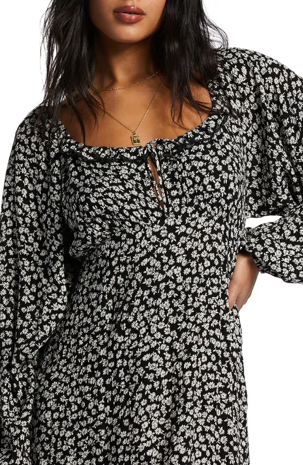 Billabong Better Days Floral Long Sleeve Maxi Dress In Black Pebble - 40%  Off | Editorialist