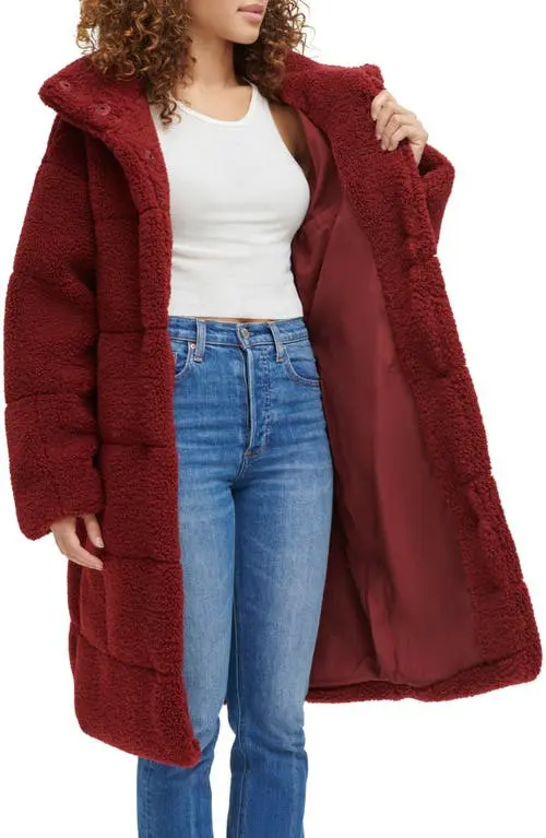LEVI'S Quilted Fleece Long Teddy Coat - Cabernet