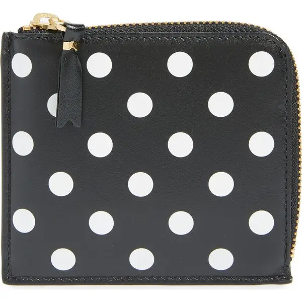 Comme Des Garçons Dot Print Half Zip Leather Wallet - Black