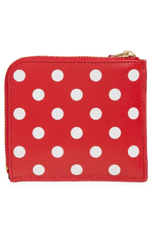Comme Des GarçOns Polka Dot Calfskin Wallet With Zip Red