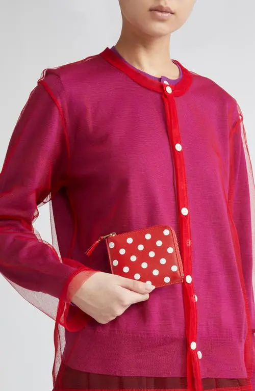 Comme Des Garçons Dot Print Half Zip Leather Wallet