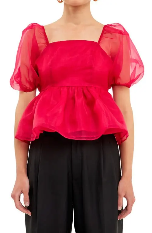 English Factory Organza Peplum Top - Berry