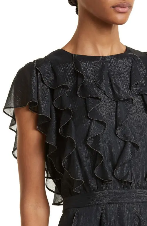 ted baker black ruffle dress Ted Baker Womens Black Hazzie Ruffled Woven Maxi Dress 6 main image 1