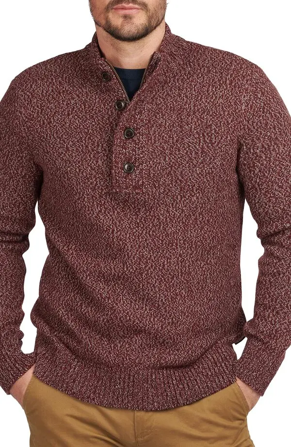 Barbour Sid Half Zip Sweater - Crimson Marl