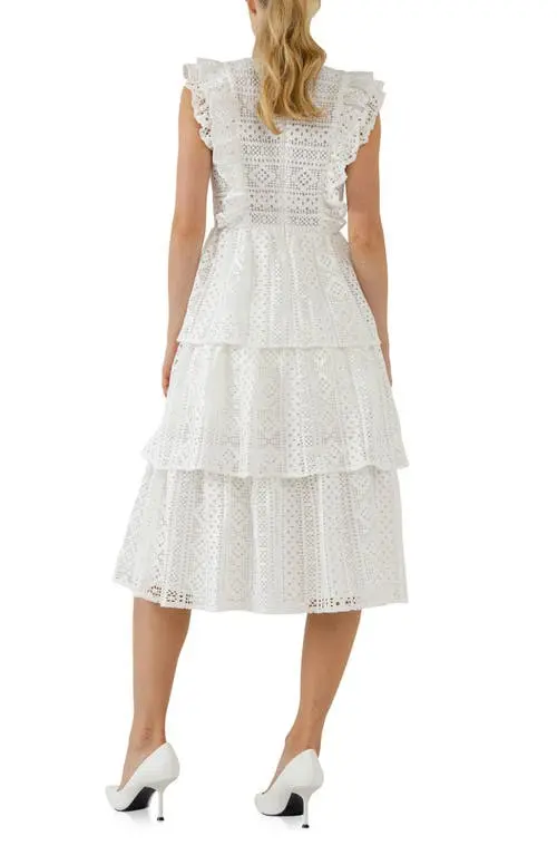 Endless Rose Lace Ruffle Tiered Midi Dress