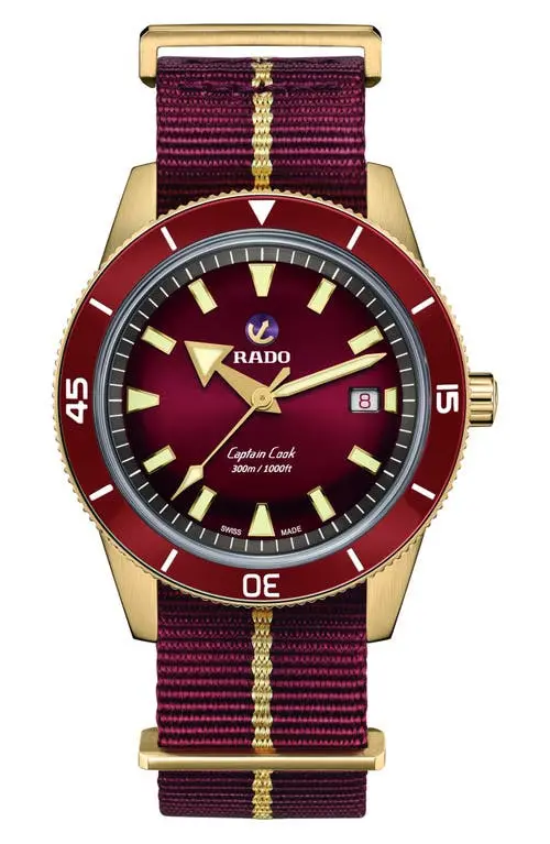 RADO Captain Cook Bronze Automatic Strap Watch - Red