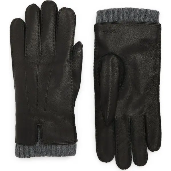 Vince Hand-sewn Leather Gloves With Cashmere Lining - Charcoal