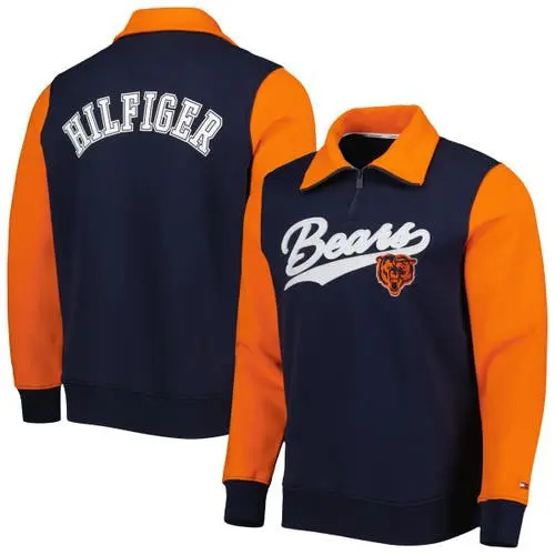 Tommy Hilfiger Chicago Bears Quarter-zip Sweatshirt - Navy