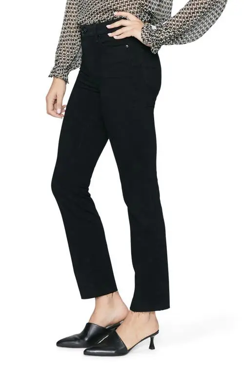 Paige Cindy Raw Hem Straight Leg Jeans - Black Shadow