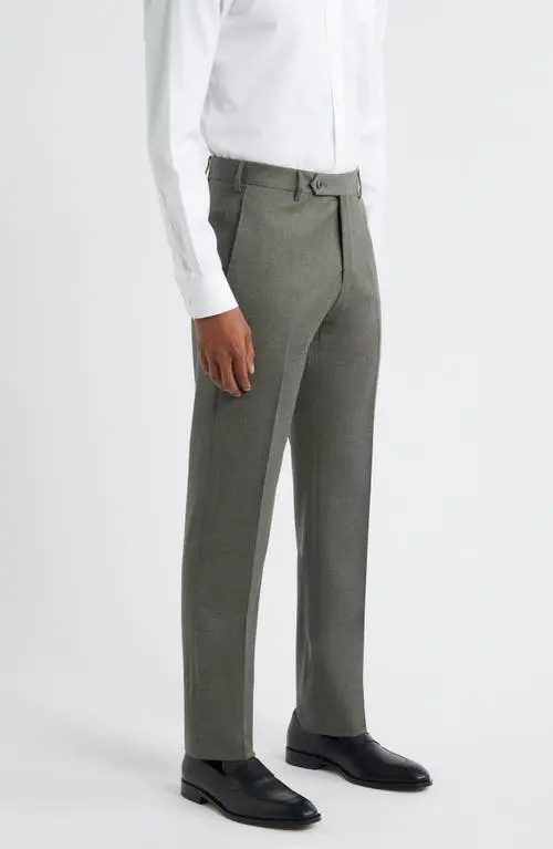 Zanella Parker Flat Front Stretch Wool Flannel Trousers - Sage