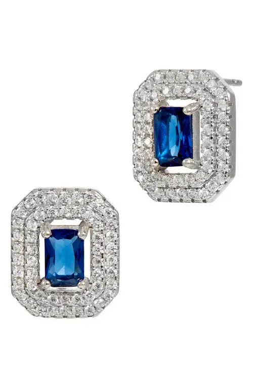 SAVVY CIE JEWELS Halo Stud Earrings - Blue
