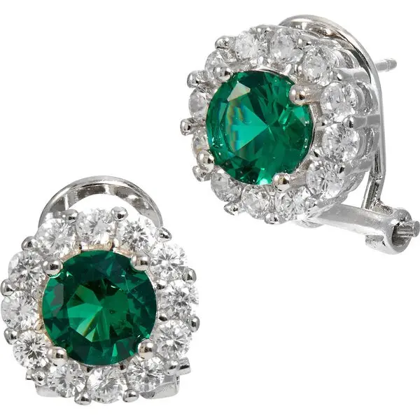 SAVVY CIE JEWELS Halo Stud Earrings - Green