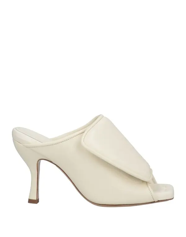 GIA BORGHINI Leather Spool Heel Sandals - White