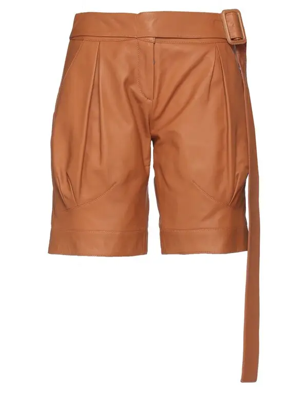 TRUSSARDI Lambskin Bermuda Shorts - Camel