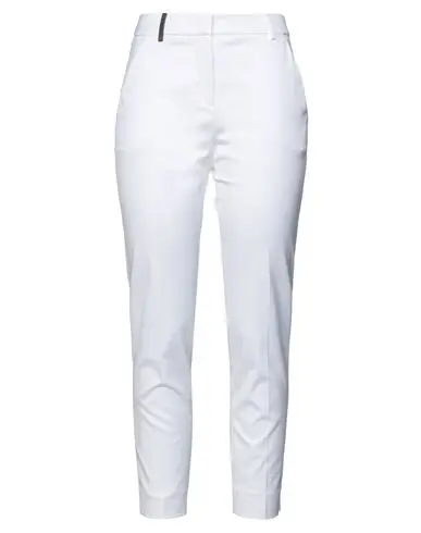 Peserico Twill Skinny Pants With Leather Trims - White