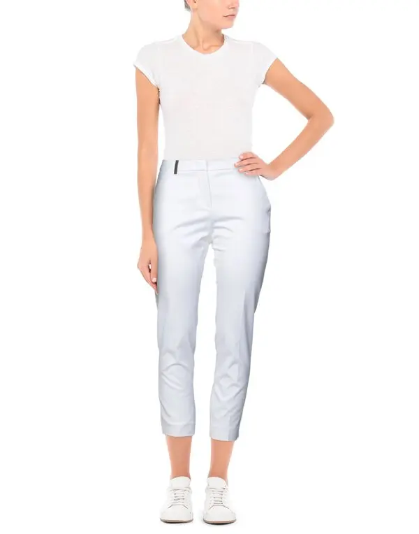 Peserico Twill Skinny Pants With Leather Trims - White