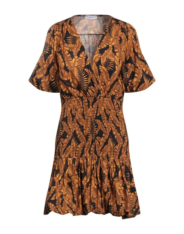 ODI ET AMO Mini Floral-print Flared Dress - Camel