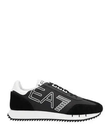 EA7 Low-top Sneakers In Polyamide And Cow Leather - Black
