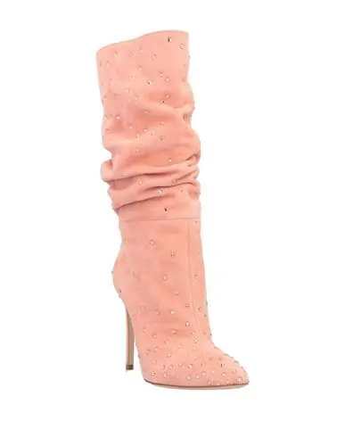 Paris Texas Leather Boots With Appliqués And Crystals - Pink