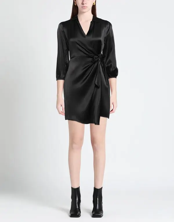 SOALLURE Mini Wrap Dress - Black