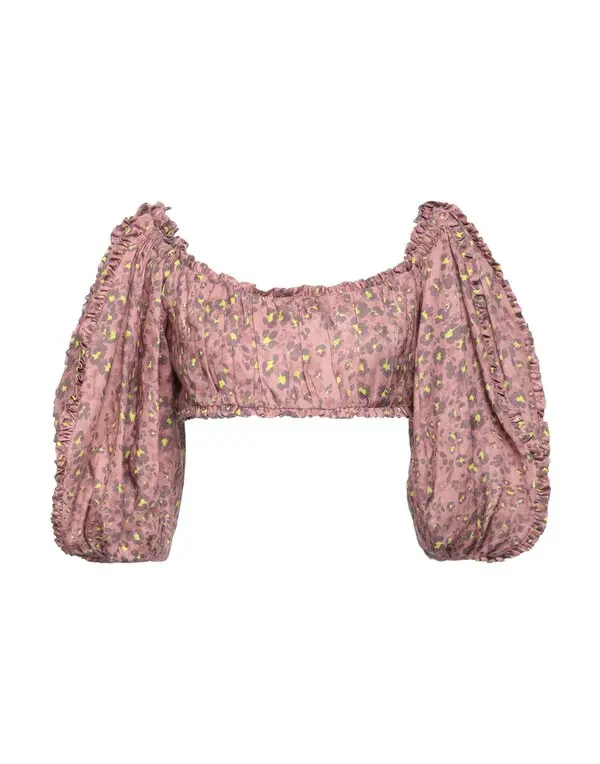SOALLURE Cropped Leopard Print Linen Top