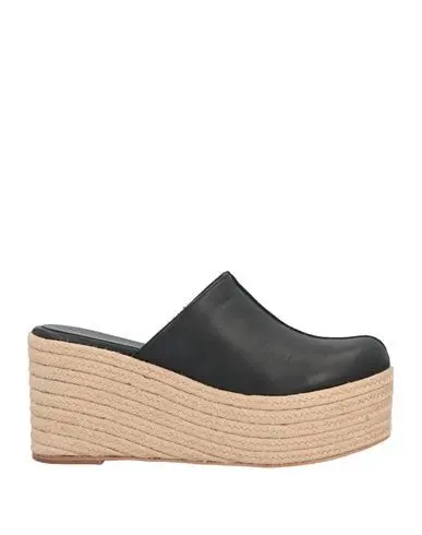PALOMA BARCELO Leather Espadrilles With Wedge - Black