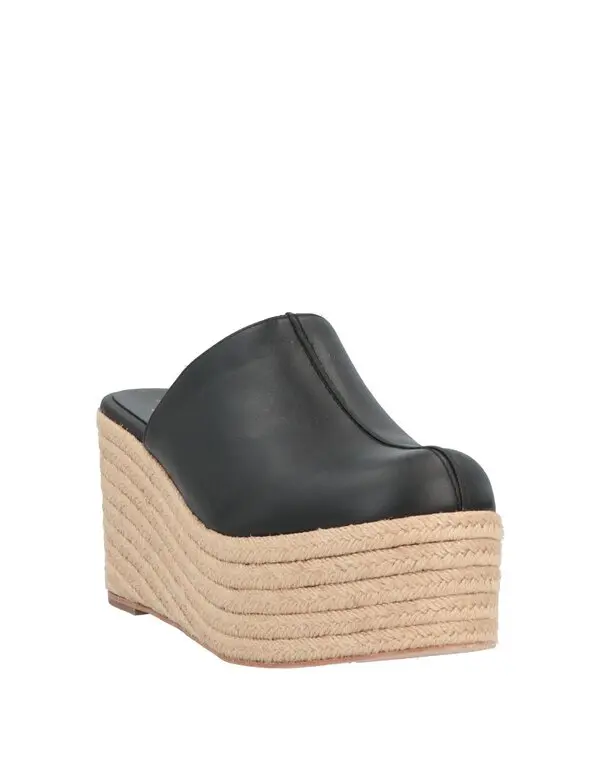 PALOMA BARCELO Leather Espadrilles With Wedge - Black