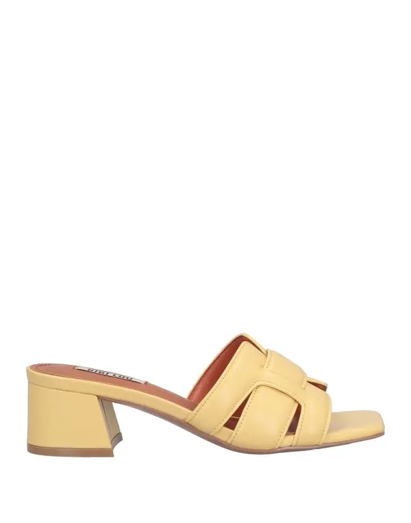 BIBI LOU Leather Slide Sandals - Light Yellow