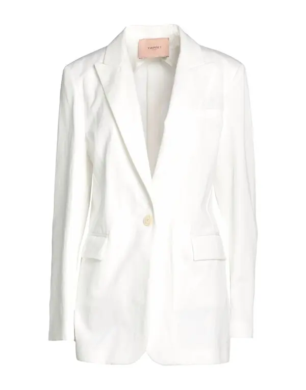 TWINSET Cotton Linen Blazer - White