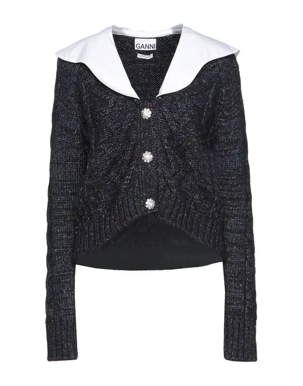 GANNI Mélange Knit Cardigan - Blue