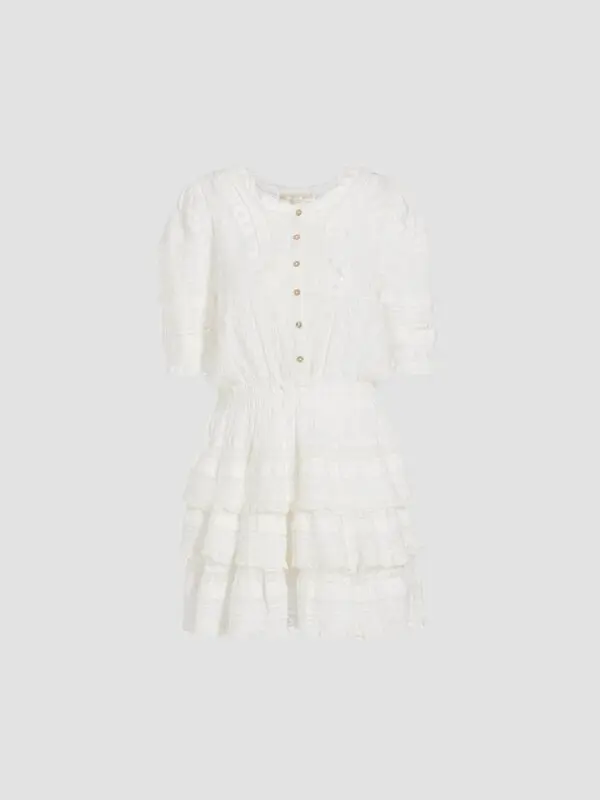LoveShackFancy Quincy Embroidered Lace Minidress - White