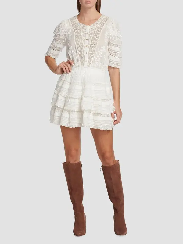 LoveShackFancy Quincy Embroidered Lace Minidress