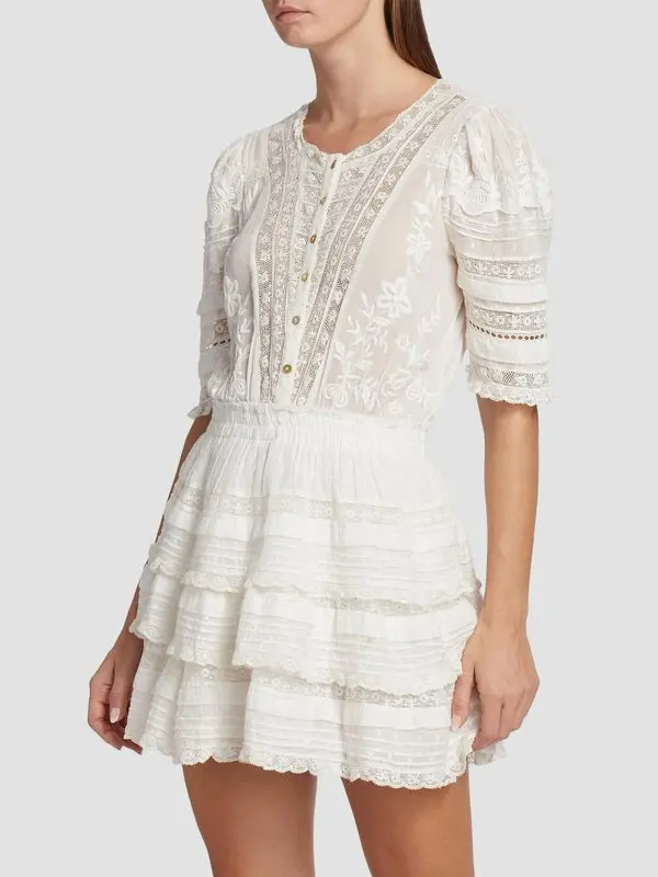 LoveShackFancy Quincy Embroidered Lace Minidress
