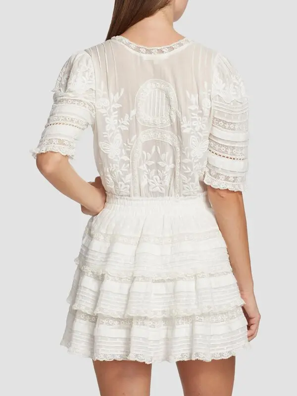 LoveShackFancy Quincy Embroidered Lace Minidress