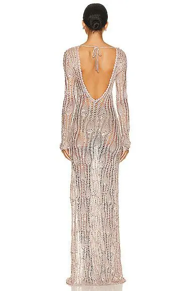 cherri sequin crochet dress MILLY Sequin Crochet Midi Dress in Pink & White