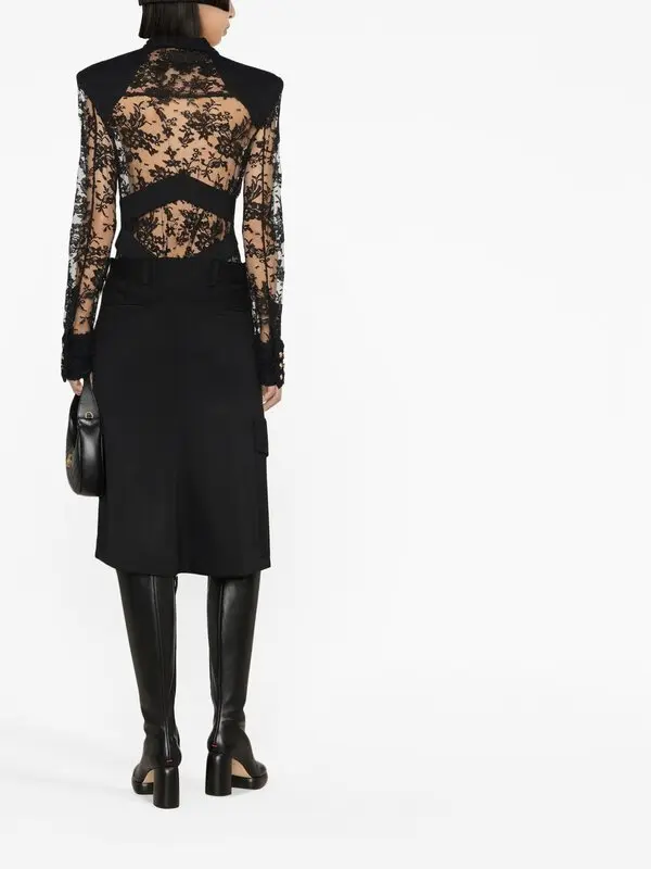 Balmain Tweed And Lace Plastron Shirt