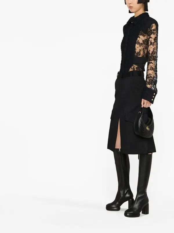 Balmain Tweed And Lace Plastron Shirt