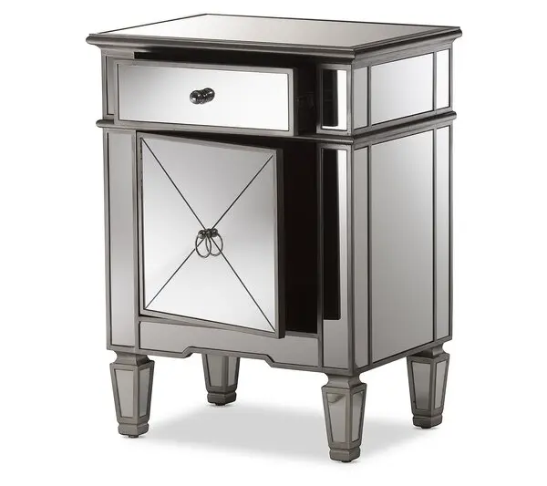 BAXTON STUDIO Claudia Hollywood Regency Mirrorenightstand