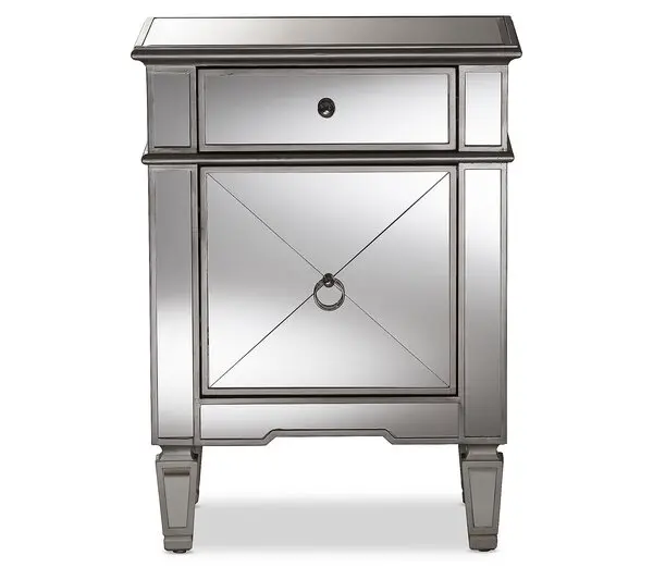 BAXTON STUDIO Claudia Hollywood Regency Mirrorenightstand