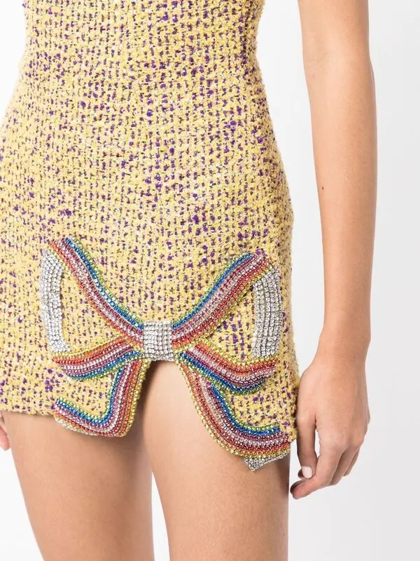 Area Embroidered Crystal Bow Mini Dress In Yellow - 45% Off | Editorialist