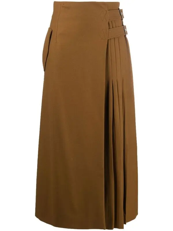 Alberta Ferretti Pleated Knitted Midi Skirt