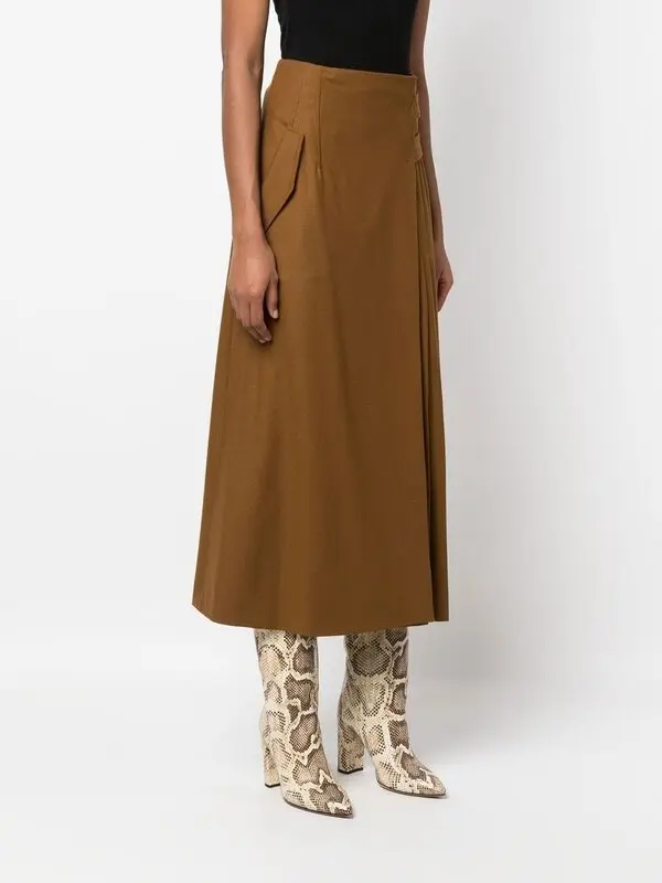 Alberta Ferretti Pleated Knitted Midi Skirt