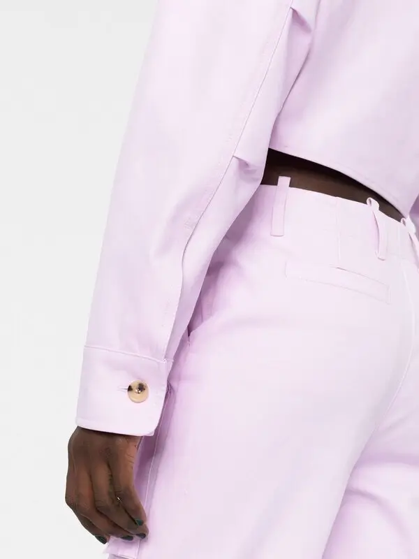 Off-White Twisted-front Cropped Jacket - Purple