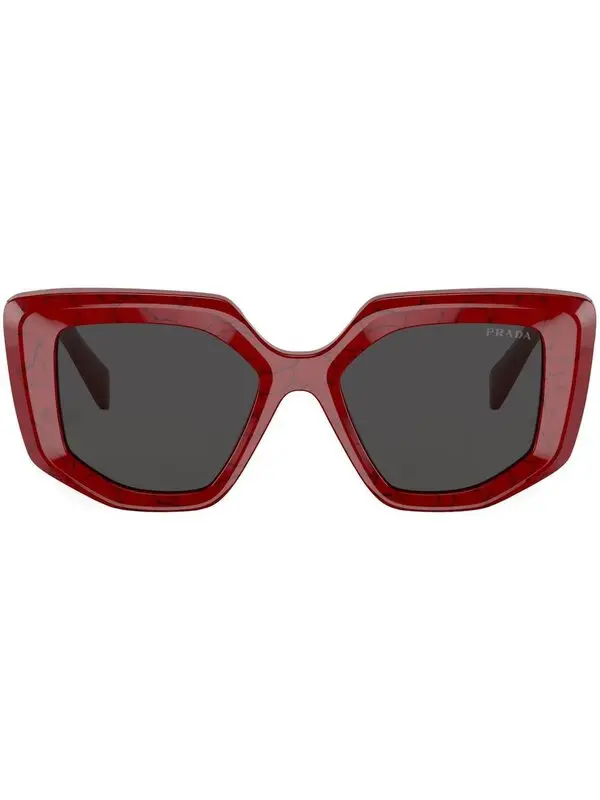 Prada Geometric-frame Sunglasses - Red